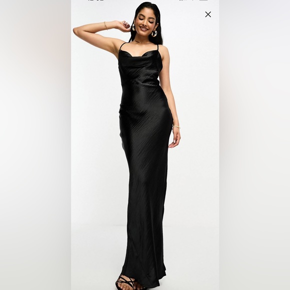 ASOS | Dresses | Asos Design Cami Max Slip Dress In High Shine Satin With Lace Up Back | Poshmark